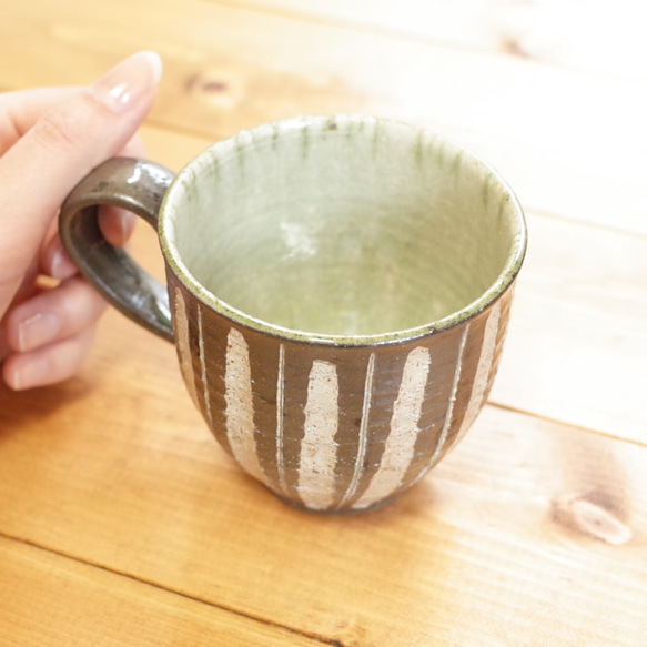灰釉 鎬 マグカップ (Aタイプ) マグカップ けいすいがま 通販 5483046｜Creema(クリーマ)