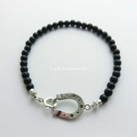 受注生産商品 馬蹄スター オニキス ブレスレット シルバー925 IB0147 ブレスレット ハンドメイドアクセサリー Iam 通販 ...