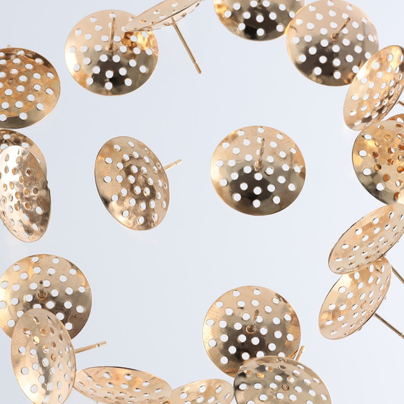 ピアスパーツ ゴールド 丸皿 シャワー台 KC金 18mm 20個 アクセサリー 金具 ハンドメイド AP2274 金具・チェーン ...