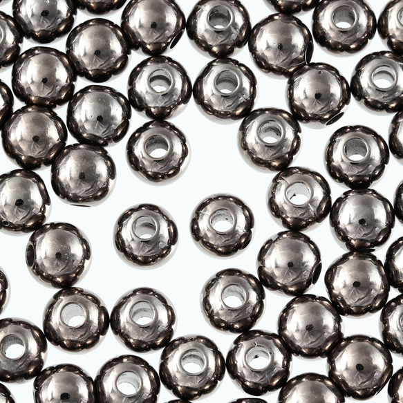 ビーズ 8mm 丸 ガンメタリック プラ製 200個 両穴有 軽い CCBプラスチック アクセサリー AP2379 ビーズ soncunx ...