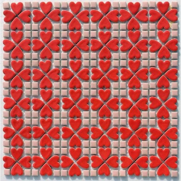 ハートタイルでクローバー♡ローズレッド 1シート その他素材 美濃陶彩 通販 4503729｜Creema(クリーマ)