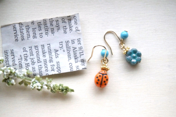 再販＊ ORANGE♪ラッキーチャーム＊てんとう虫＊めっき《小》ピアス ピアス（フック・チェーン） Beaucoup 通販 1871475 ...