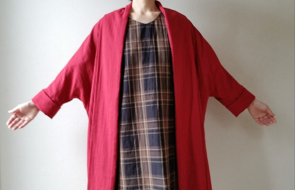 ふわふわ軽くて柔らかい肌触り ️ ダブルガーゼのロングカーディガン 茜色 カーディガン loveclover 松下さち子 通販｜Creema ...