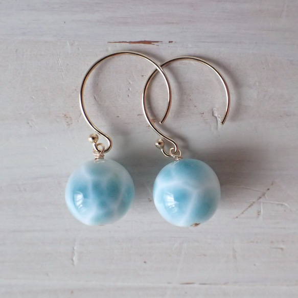 K14GF larimar marble pierce ピアス（フック・チェーン） Otium Jewelry 通販｜Creema(クリーマ)
