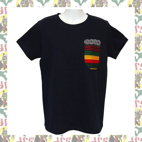 【drs/M】女性用ポケットTシャツ エチオピアのテキスタイル使用 / レゲエ アフリカ DUB REGGAE Tシャツ Hiro-Judah ...