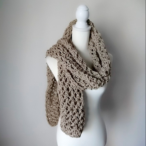コットン糸の透かし編み大判ストール ストール cucua 通販 8649339｜Creema(クリーマ)