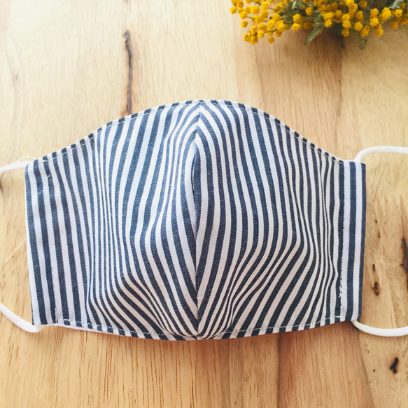 【格安】春夏☁︎大人用コットンマスク☁︎立体型☁︎ストライプ柄B 布マスク 443＊ 通販 11520026｜Creema(クリーマ)