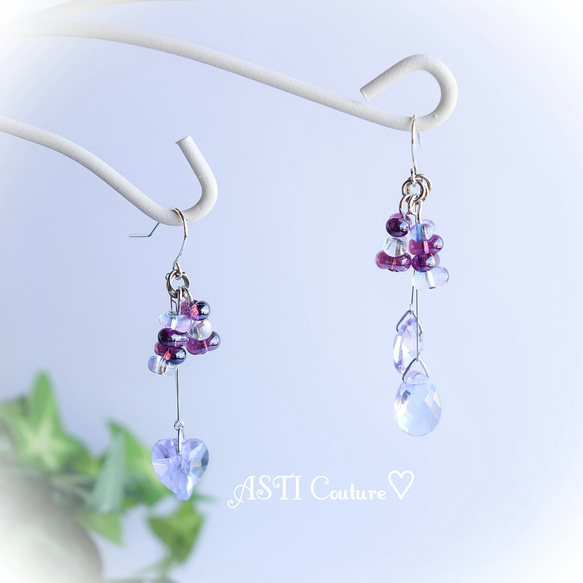ラベンダーの心すみれ色の涙・カラーチェンジピアス・おすすめ商品 ピアス（フック・チェーン） ASTI Couture 通販｜Creema ...