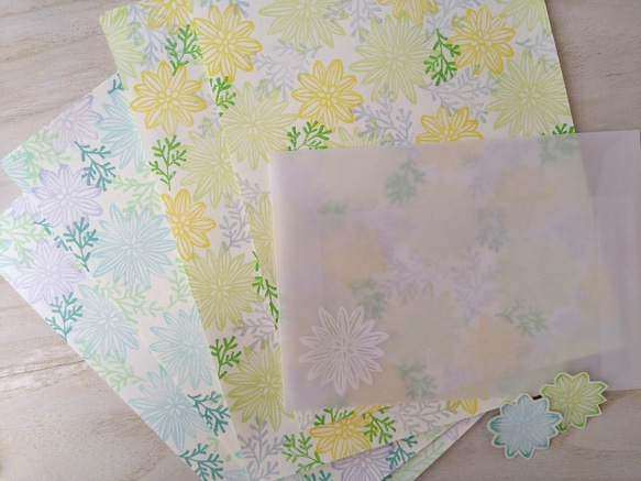 けしゴム版画「レターセット(Flowers）」 レターセット 杉澤由紀子 通販｜Creema(クリーマ) 5640959