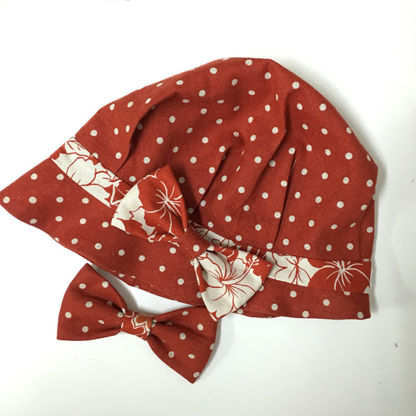 リボン付きふんわりキャスケット★ハイビスカス/ドット 帽子(ベビー・キッズ) ボクラビーチ 通販 2451596｜Creema(クリーマ)