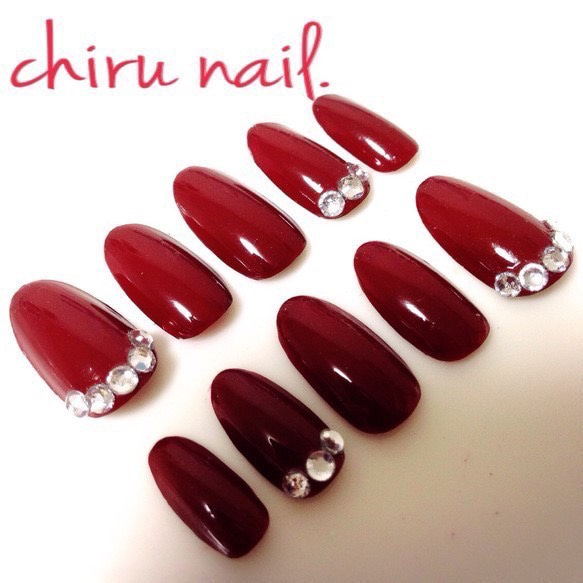 王道！濃いめボルドーネイル ネイルチップ（つけ爪） 1 通販 1444715｜Creema(クリーマ)