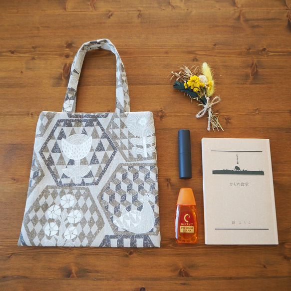 【sale】Antique flower ぺたんこミニトートバッグ （グレーベージュ） トートバッグ cafe lokki 通販 ...