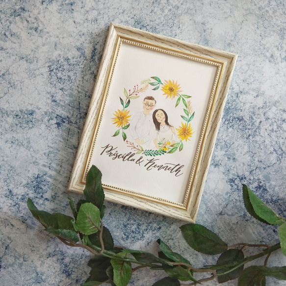 Customized portrait artwork with frame (Two persons) 絵画 Mandy 通販 ...