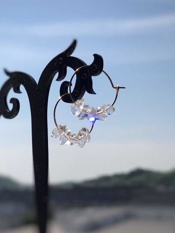 18mm 14kgf ハーキマーダイヤモンドのフープピアス ピアス（フープ） トゥッティ フルッティ 通販｜Creema(クリーマ)