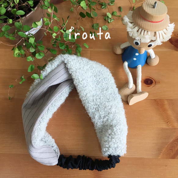 kids ︎モコモコ生地とウール混ストライプ ︎ねじりターバン 子供服 irouta♪ 通販｜Creema(クリーマ) 6777970