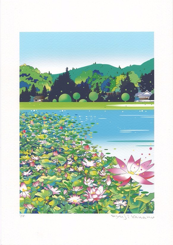 A4シート販売「睡蓮の池」 イラスト kawano-illustration 通販 4945016｜Creema(クリーマ)