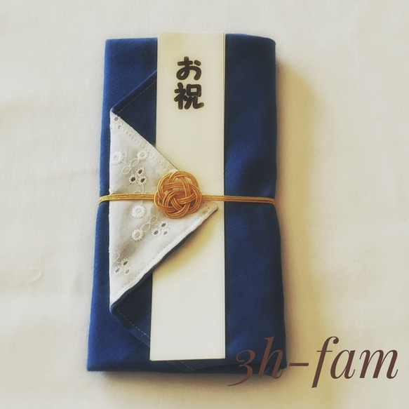 ご祝儀袋 記憶に残るガーゼレースハンカチ(ブルー) ご祝儀袋・袱紗（ふくさ） 3h-fam 通販｜Creema(クリーマ) 5640044