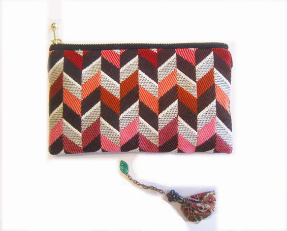 フランス生地（MS）トライアングルのウエイブ・ポーチ・スマホ入れ コスメ入れ 薬入れ ポシェット yokomana 通販 12654010 ...