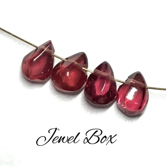 宝石質ロードライトガーネット＊ツイストペアシェイプカット＊4個 天然石 JEWELBOX 通販｜Creema(クリーマ) 12310572