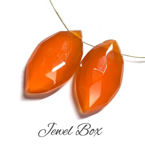 宝石質カーネリアンJ＊マーキスブリオレットカット＊2個 天然石 JEWELBOX 通販｜Creema(クリーマ) 8611020