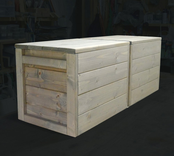 Woodbox 450 ライトスモーク、収納ボックス、ベンチ、おもちゃ箱、 ソファ・ベンチ mokbaco モクバコ 通販｜Creema ...