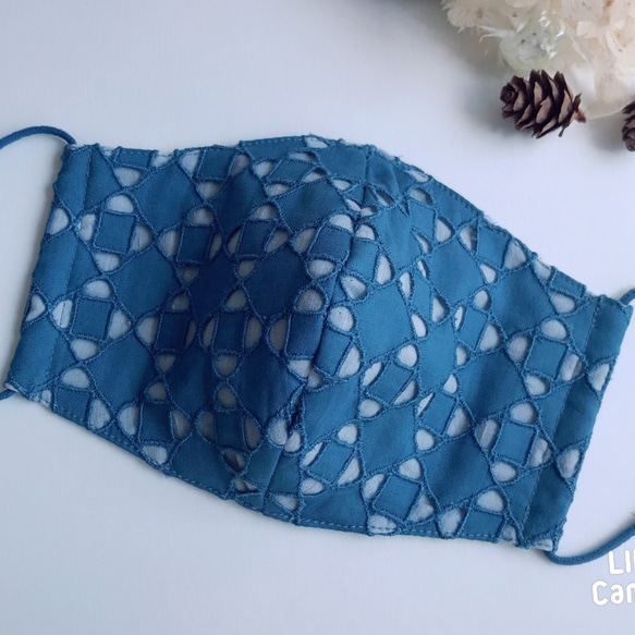 cottonレース 形レース ブルーグレー 立体マスク大人用【選べる裏地＆マスクゴムシリーズ】 布マスク iLOW 通販 12548032 ...