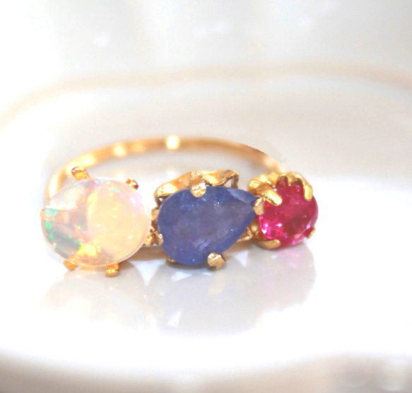 - hana - Ruby & Tanzanite & Opal Ring 指輪・リング guinomi☆nyanyachan 通販 ...