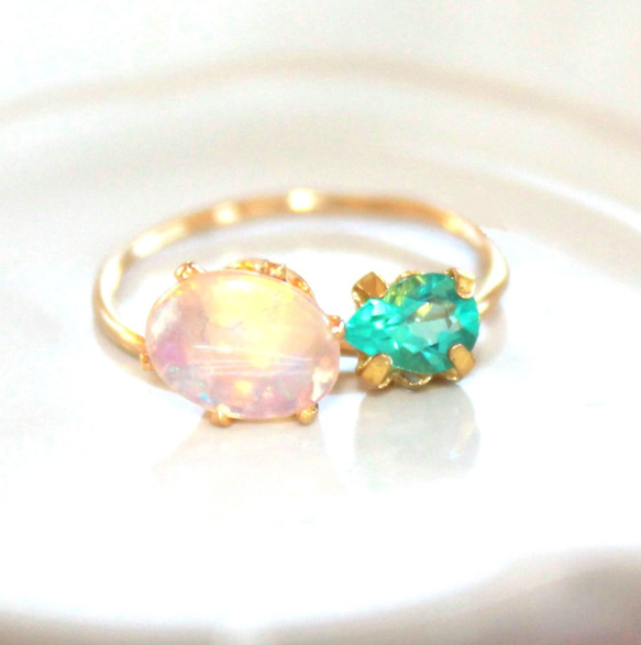 - huwa kira - Opal & Apatite Ring 指輪・リング guinomi☆nyanyachan 通販 12040054 ...