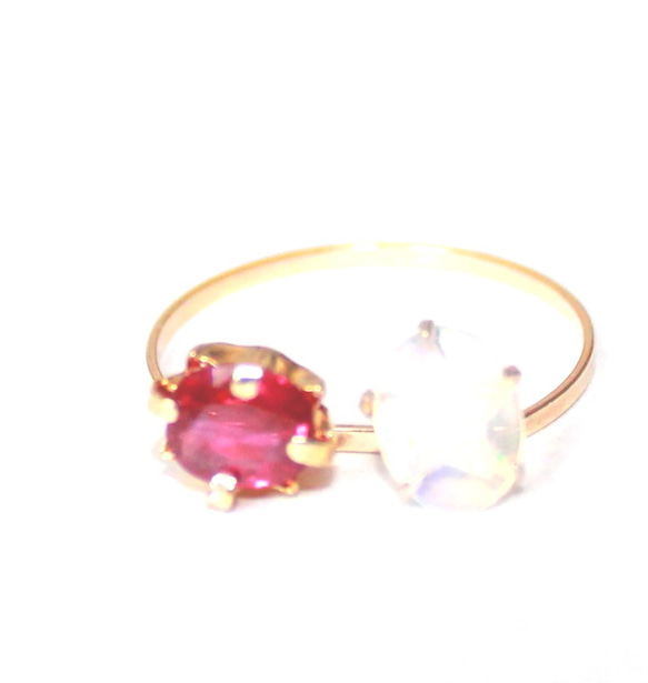K10 Ruby & Opal Ring 指輪・リング guinomi☆nyanyachan 通販 9386603｜Creema(クリーマ)