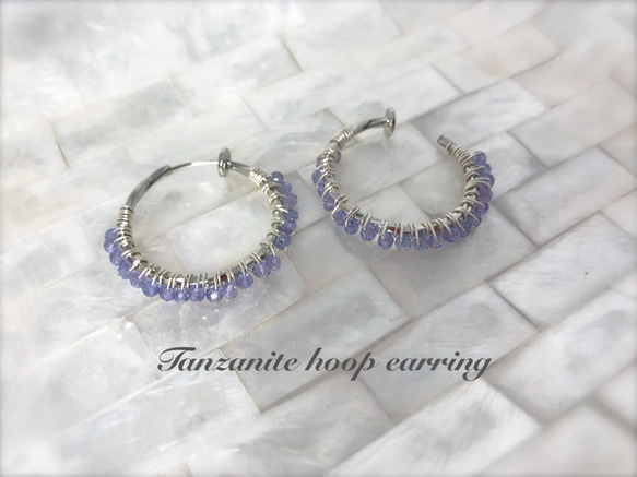 earring ︎Tanzanite hoop／タンザナイト フープ イヤリング イヤリング・ノンホールピアス fil et fil 通販 ...