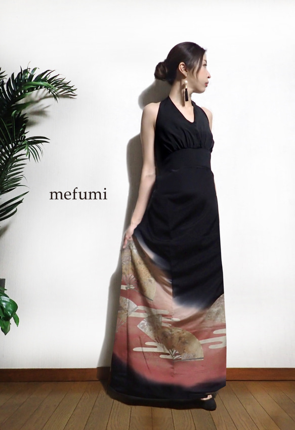 受注制作 ︎1点物 ︎ アンティーク 正絹 扇退紅 着物リメイク フォーマル ロングワンピース M/L コート mefumi 通販 ...