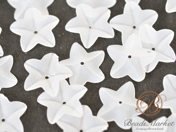 A-231【20個】＊すりガラス風 フラワービーズ 通し穴付き＊幅→18㎜ 高さ→4㎜【クリア】 ビーズ Beads Market 通販 ...