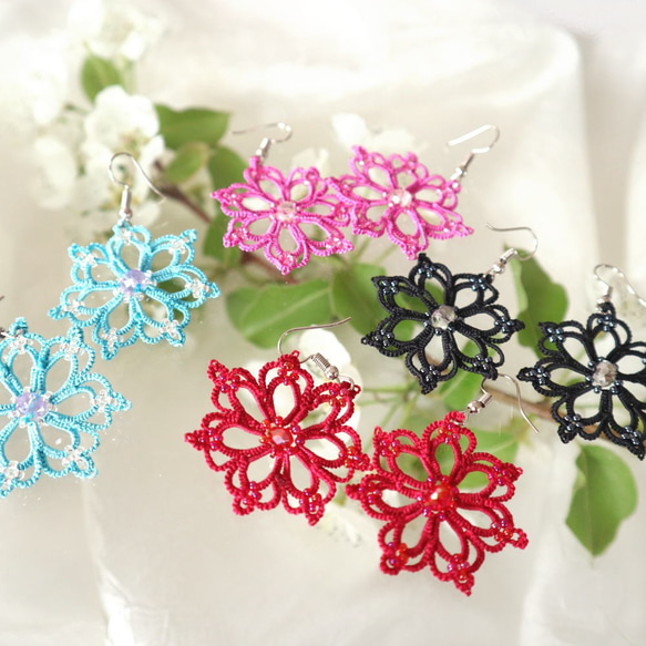 OYA Tatting lace earrings [ORCHID] Black 垂墜耳環 AYTURK／アイトゥルク 的作品｜Creema ...