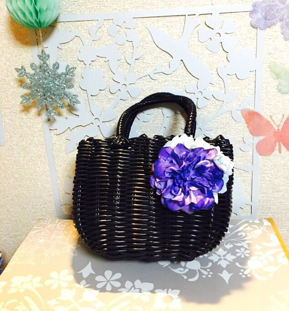 再販 ブルーハンドメイド2017人気かごバック&コサージュセット 母の日 お出掛け 結婚式 かごバッグ PureHeart Butterfly ...