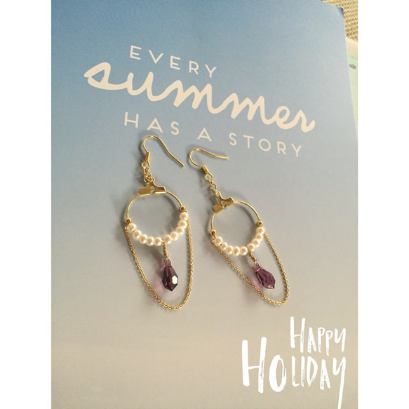 【送料無料】揺れるオトナ女子パールのピアス ピアス（フープ） compassion_handmade 通販 2829105｜Creema(クリーマ)