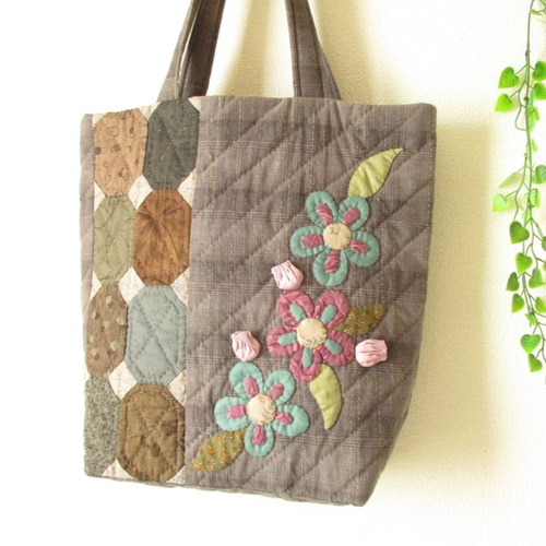キット☆花のトートバッグ パッチワークキルト キット heartful キット☆花のトートバッグ パッチワークキルト キット heartful
