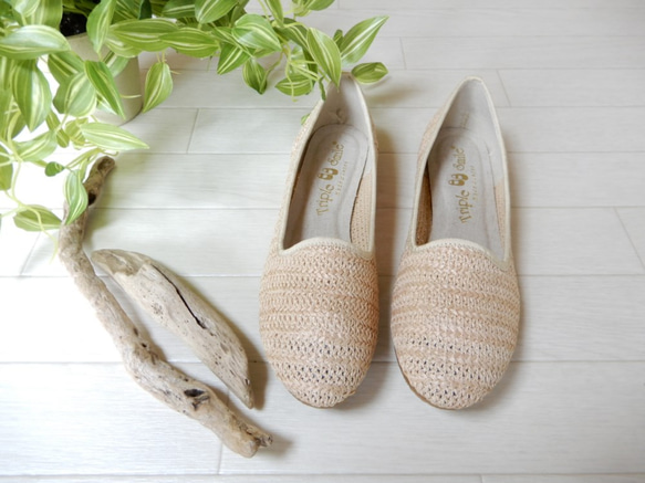 大人ナチュラル・パナマ・フラット・BG パンプス v・A・ shoes 通販｜Creema(クリーマ) 5516110