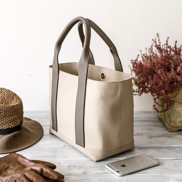 上質本革 トートバッグ シュリンクレザー マチが広い大容量【ベージュ/トープ】 トートバッグ chouchou masako 通販 ...