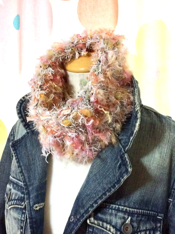 再販 個性派2wayニットヘアバンド ピンクマルチ スヌード M＊aco 通販 2843057｜Creema(クリーマ)