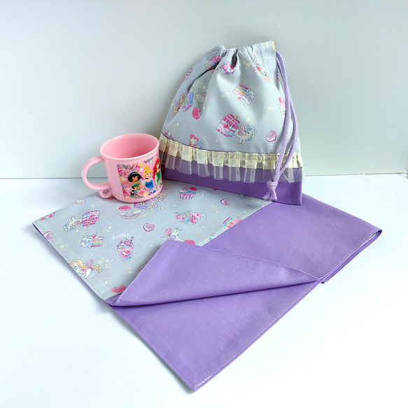 給食セット♡キラキララメの虹色ユニコーンの給食袋＆ランチョンマット(40☓60)／リバーシブル 給食袋 L＆S favorite 通販 ...