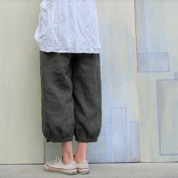ベルギーリネンのもんぺ*カーキ ロングパンツ 小菊 通販 5510535｜Creema(クリーマ)