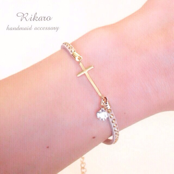 16kgpクロスストーンブレスレット ブレスレット Rikaro 通販 2092592｜Creema(クリーマ)