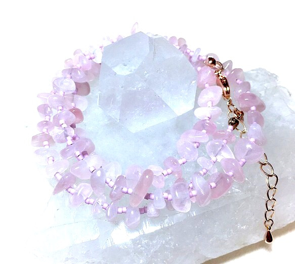 3Wayさざれネックレス☆ディープローズクォーツ(n-16) ネックレス・ペンダント 天然石手作りアクセサリーPaoPao 通販 ...