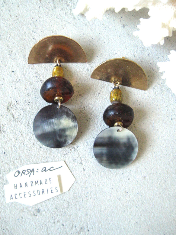 Aguriporu：brass ピアス（フック・チェーン） ORSA 通販｜Creema(クリーマ)