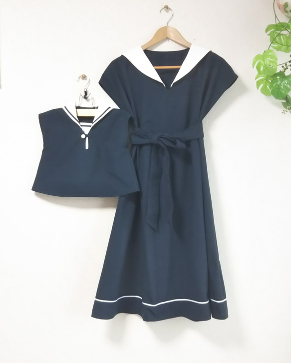 男の子ママリンクコーデ！セーラーカラーのワンピ＆シャツ(80.90cm) ワンピース M.Narita 通販 5601077｜Creema(クリーマ)