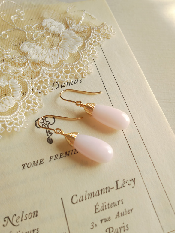 14kgf マンガンカルサイトの桜色ピアス ピアス（フック・チェーン） Alicia 通販｜Creema(クリーマ)