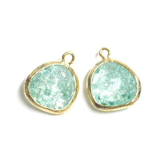 再販【1個】1点もの＆神秘的なROCK GLASSミントグリーンカラーmediumゴールドチャーム NF チャーム DIYBEJEWEL 通販 ...