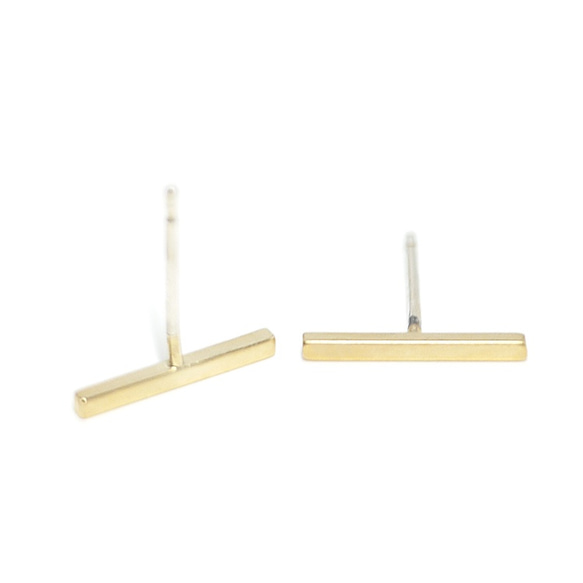 P6911【1ペア】925刻印芯！約12mm Petit Stickプチスティックマッドゴールド、シルバー925芯ピアス 金具・チェーン ...