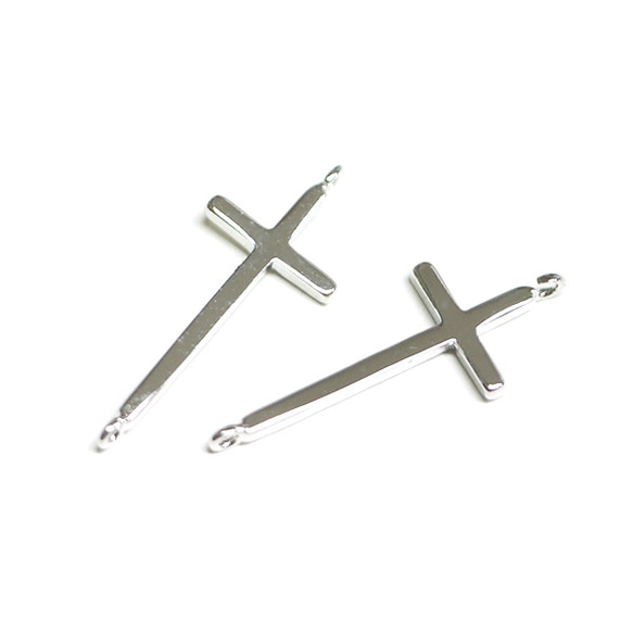 再販【2個入り】タテカン！洗練された華奢なクロスモチーフ光沢シルバー両カンチャーム、パーツ/p3274-2 チャーム DIYBEJEWEL営業 ...