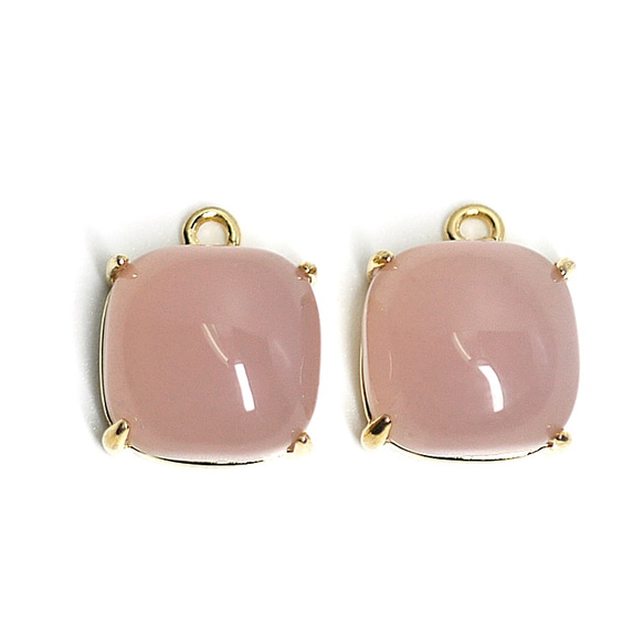新作【2個入り】ボリューム！約9mm Vintage Roseカラーガラスのスクエア形ゴールドチャーム チャーム DIYBEJEWEL営業時間 ...